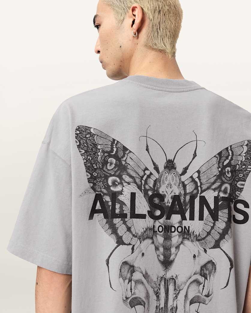 Hallis Oversized Graphic T-Shirt Pebble Grey | ALLSAINTS DE